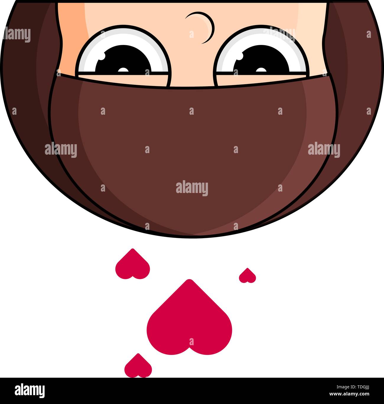 Little girl with hearts over head. Smug expression. Face emotion Stock ...