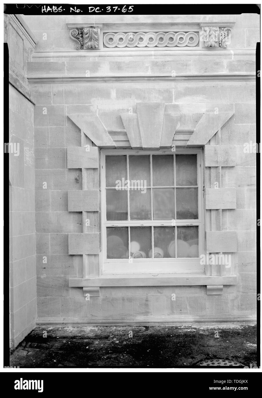 North Elevation; View of Ground Floor West Flank, Left Section - White ...
