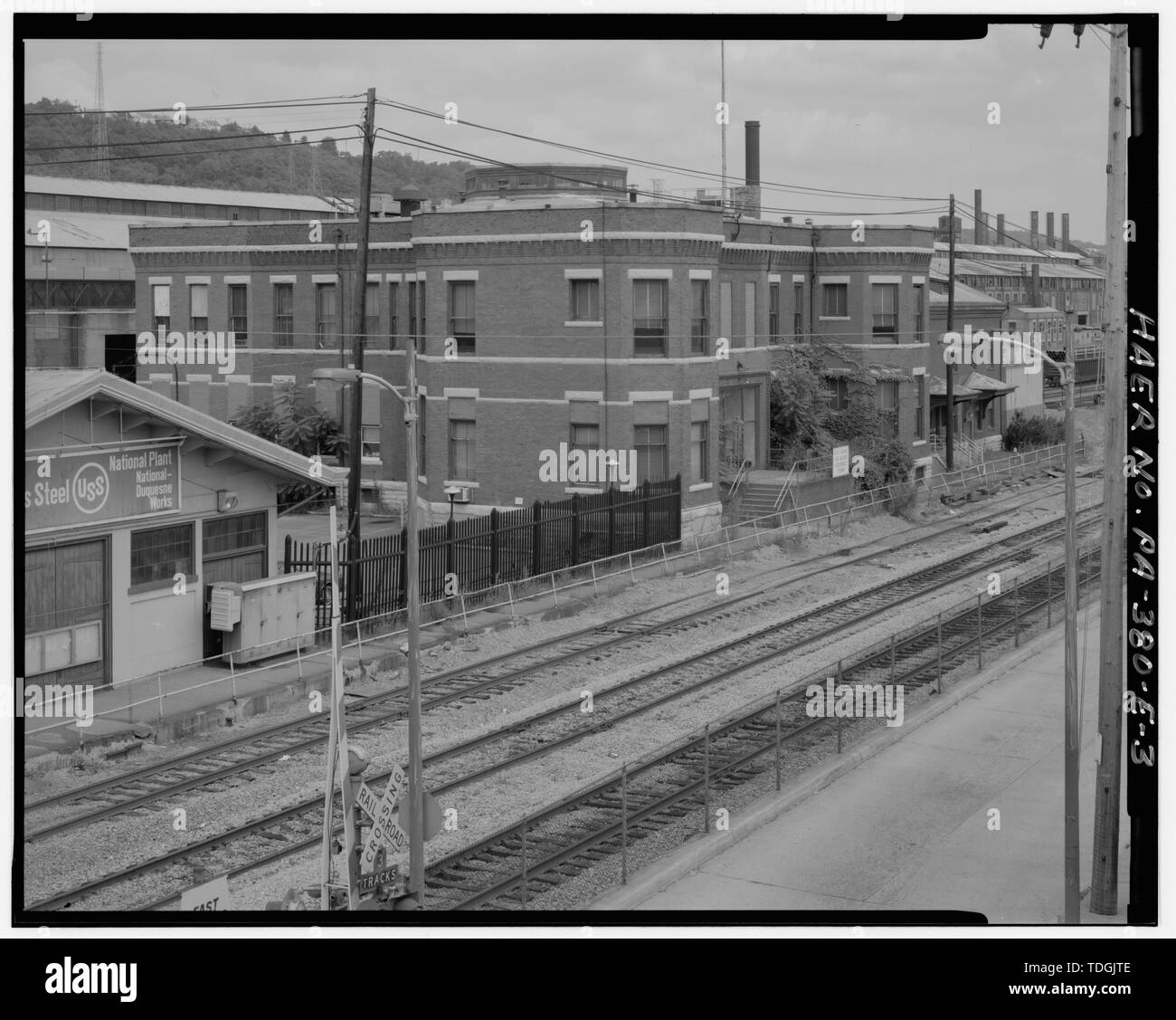 Northeastern view of main office building with locust street guardhouse ...