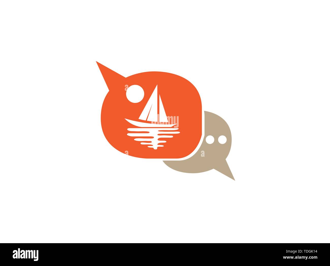 Yacht sealing with sun and sea logo design illustration boat in a chat ...