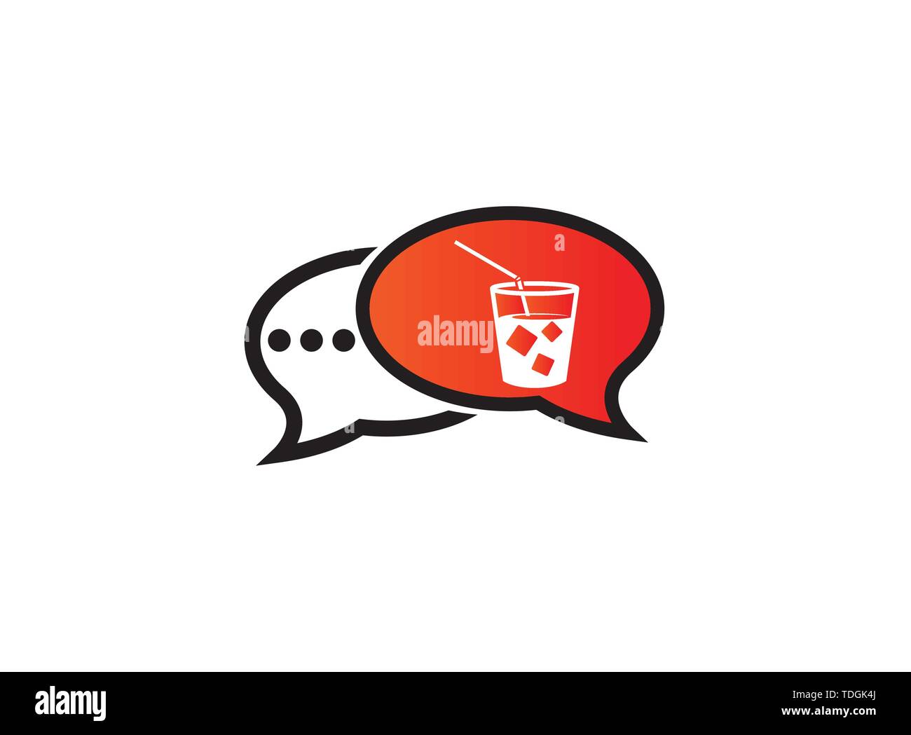 cup of juice with square ice cubes and straw logo design illustration ...