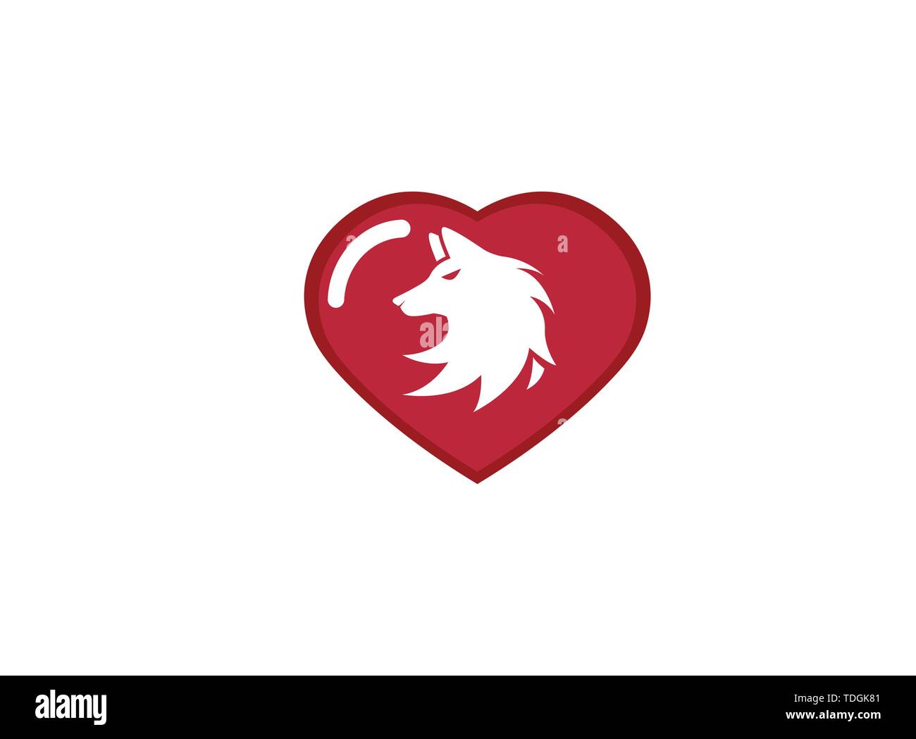 Wolf head logo fox face illustration design illustration in a heart ...