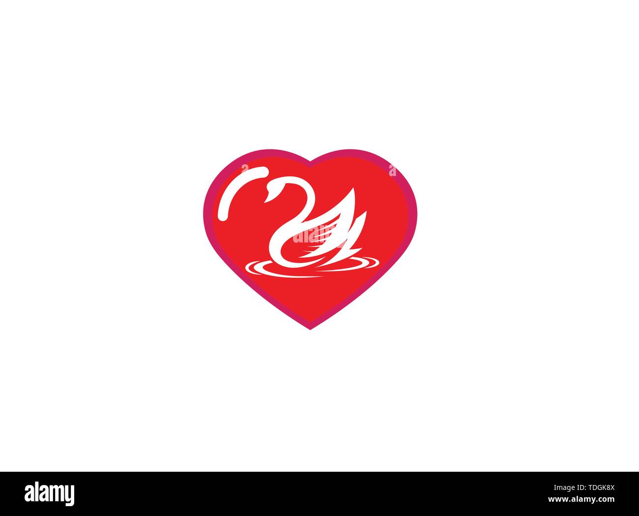 Goose or duck swimming for logo design illustration in a heart shape ...