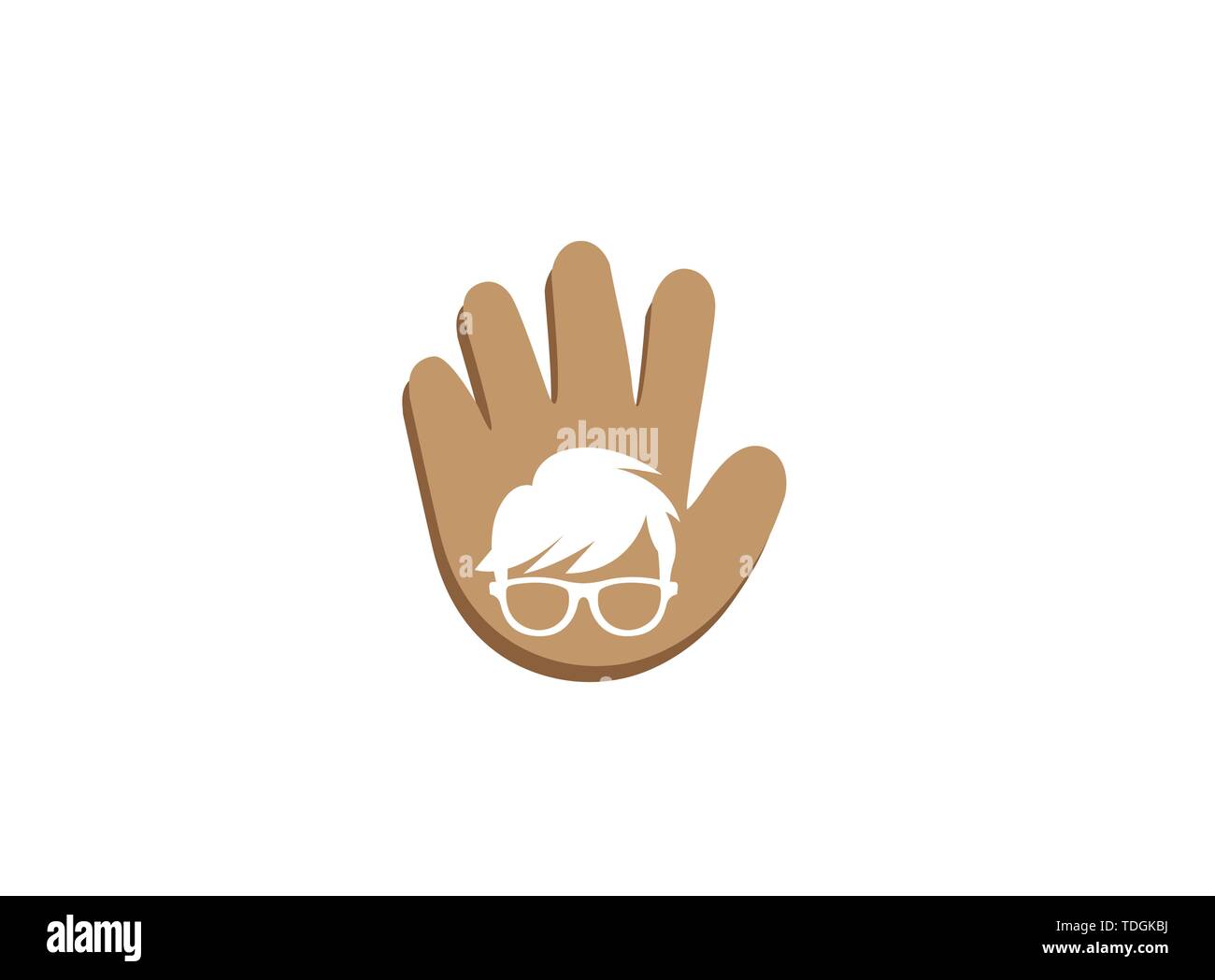 Geek Head with hairstyle wearing glasses for logo design illustration ...