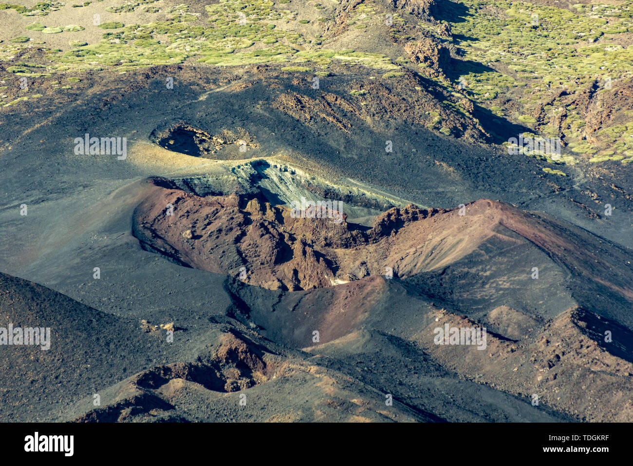 Different Colour Mountains and lava fields around volcano Teide ...