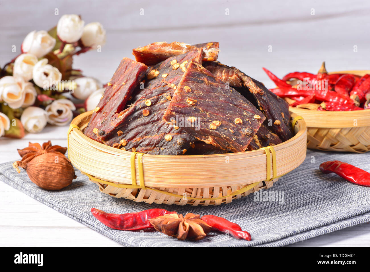 Air-dried hand-torn beef HD picture Stock Photo - Alamy