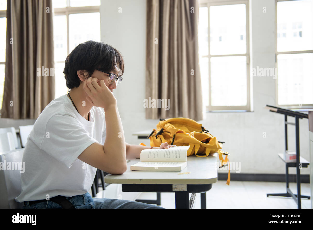 Asian college students study examination education in classrooms Stock ...