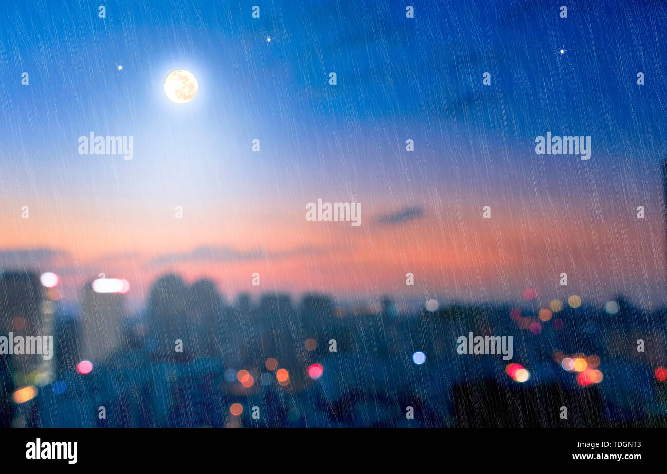 A bright moon in the rain Stock Photo - Alamy