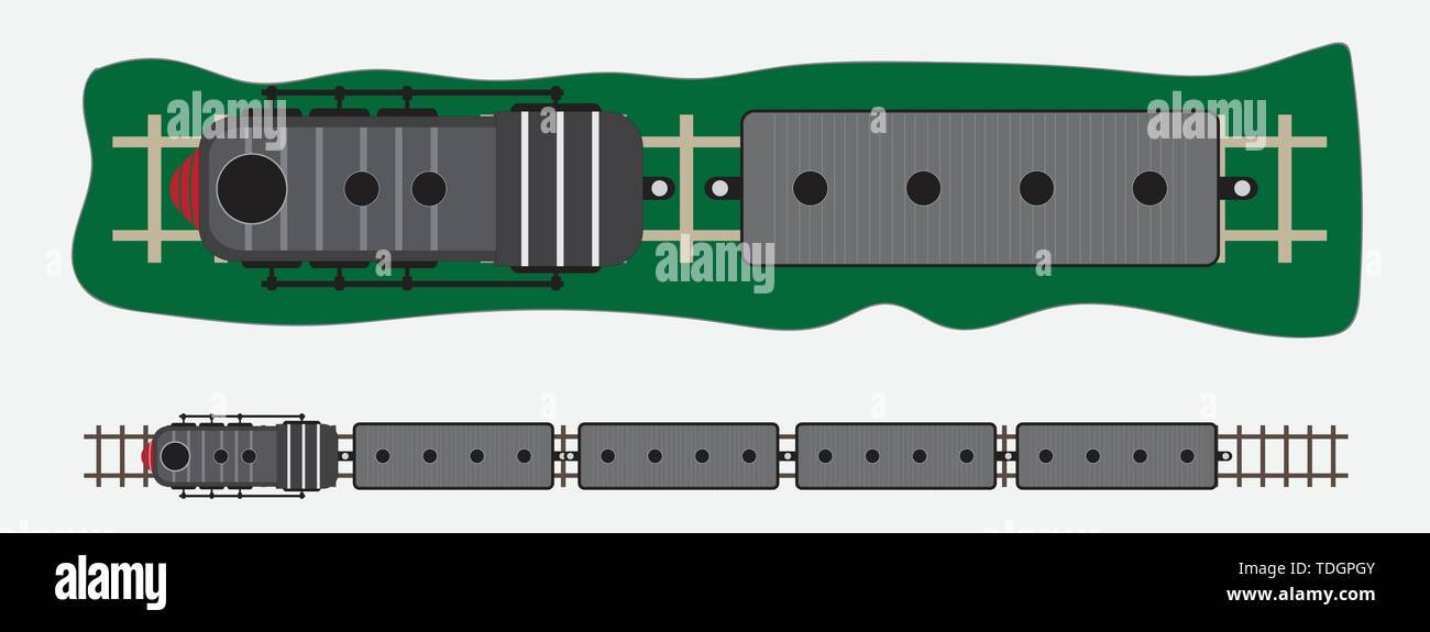 top view of steam locomotive and passenger train Stock Vector Image ...