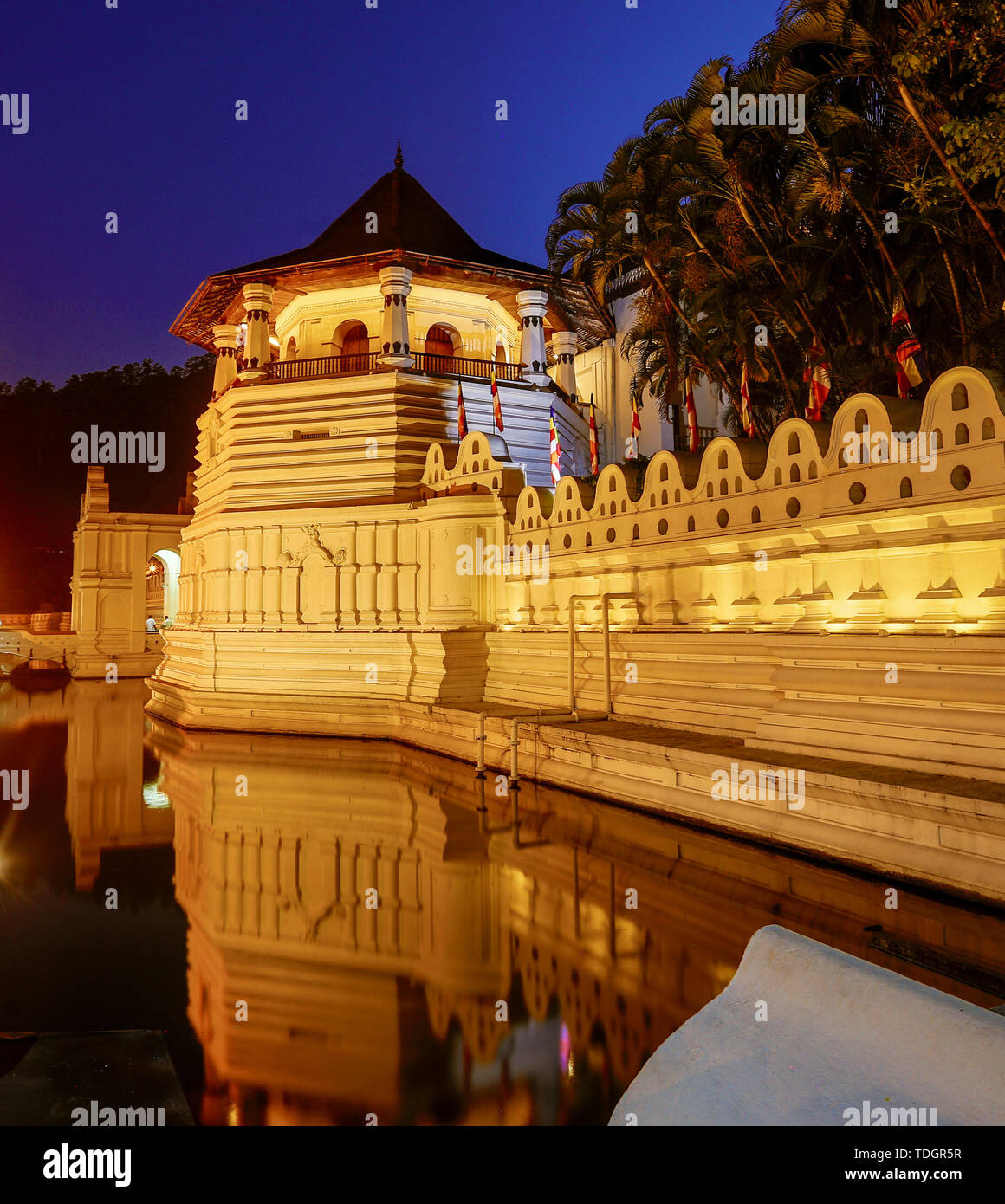 Temple of the Tooth Relic and Reflections Before Dawn in Kandy Sri Lanka Stock Photo - Alamy