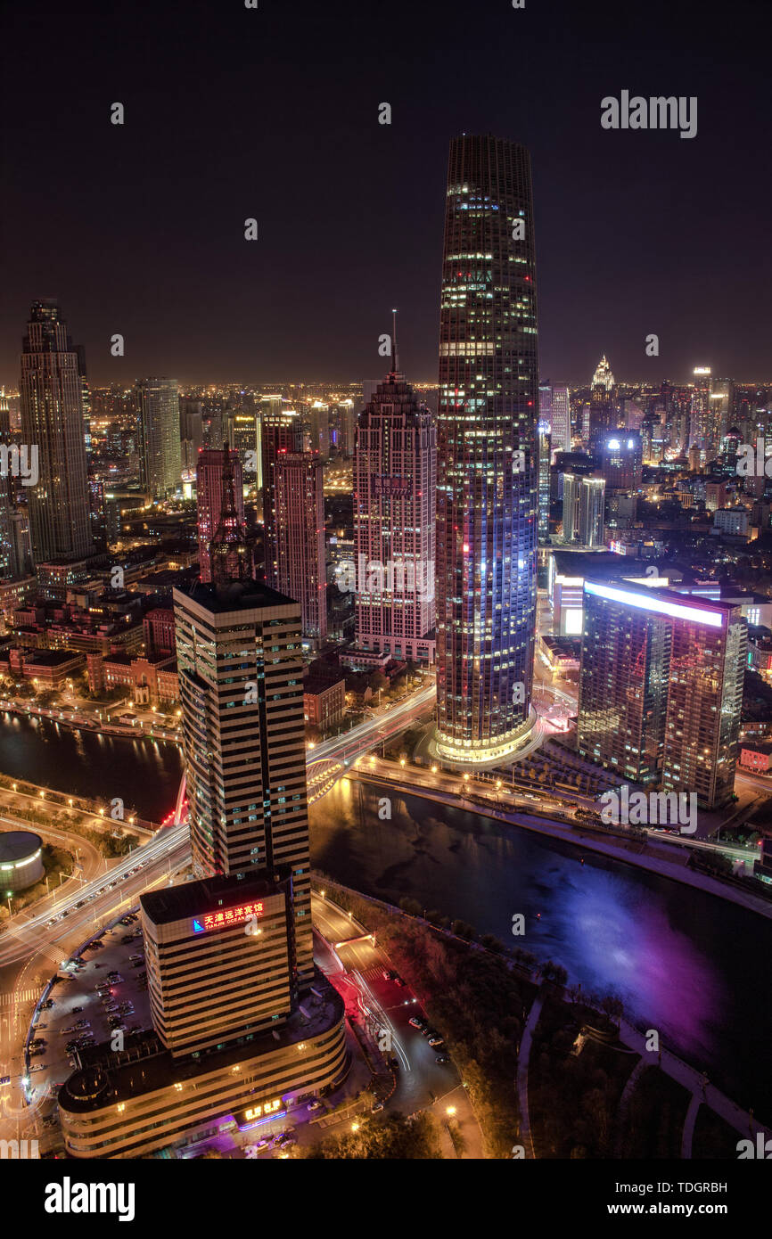 Night view tianjin tower hi-res stock photography and images - Alamy