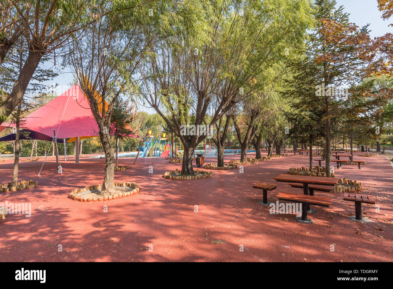 Outdoor Forest River Beach Playground Rest Area, Shenyang Park, China ...