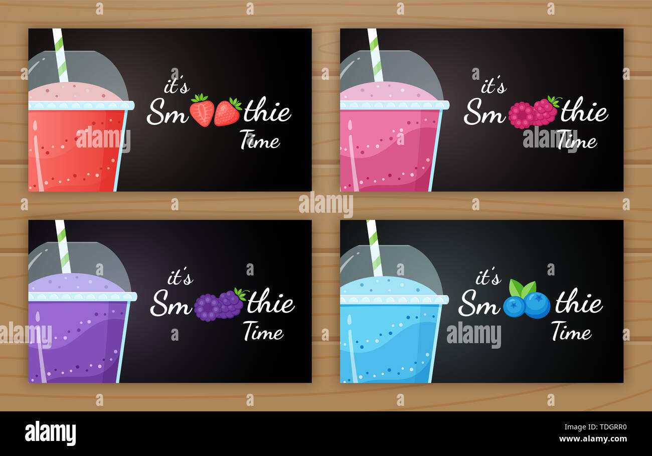 Berry smoothie logo vitamin drink illustration. Set of smoothie logo ...