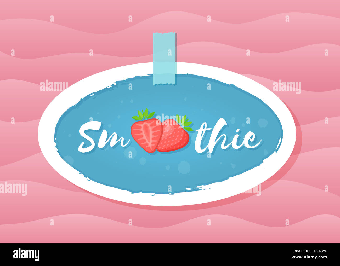 Red smoothie strawberry cocktail sticker illustration. Tasty fruit with ...