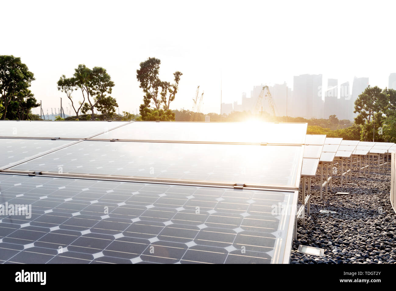 solar panel with cityscape of modern city Stock Photo - Alamy