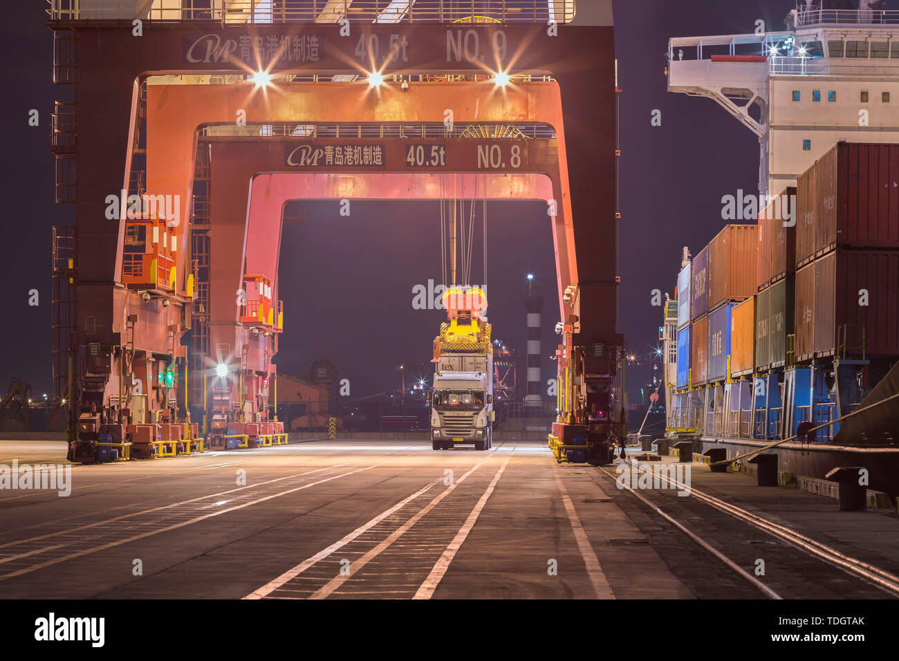 Qingdao port wharf Stock Photo - Alamy