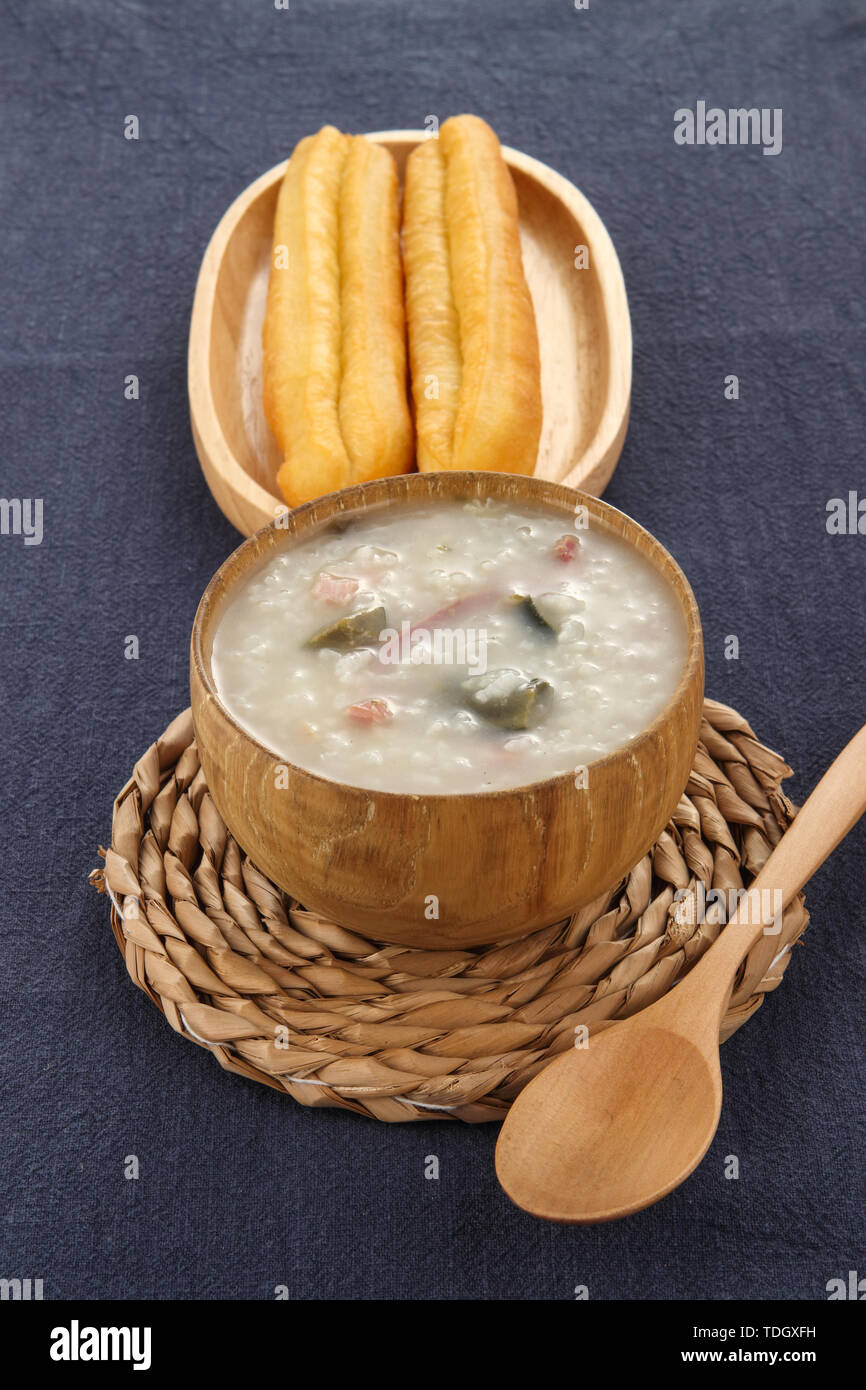 Chinese breakfast, oil strips and porridge Stock Photo - Alamy