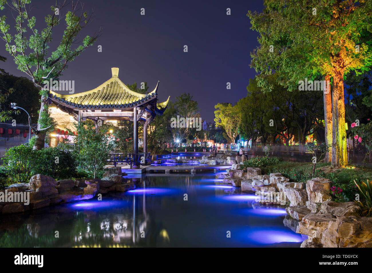 Night view of Water Pavilion Gate, Quzhou City Stock Photo - Alamy