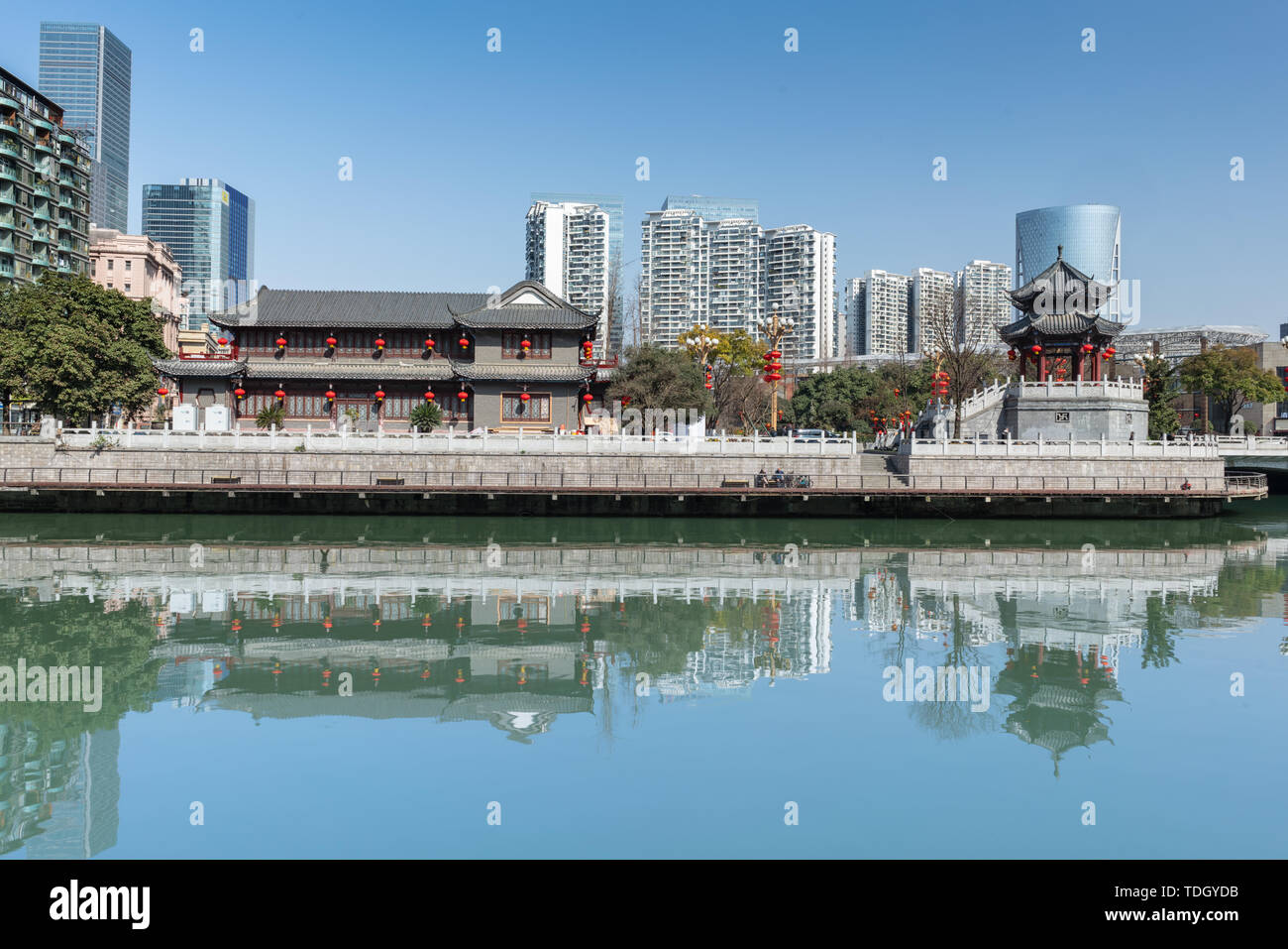 Architectural Scenery of Hejiang Pavilion, Funan River, Chengdu Stock ...