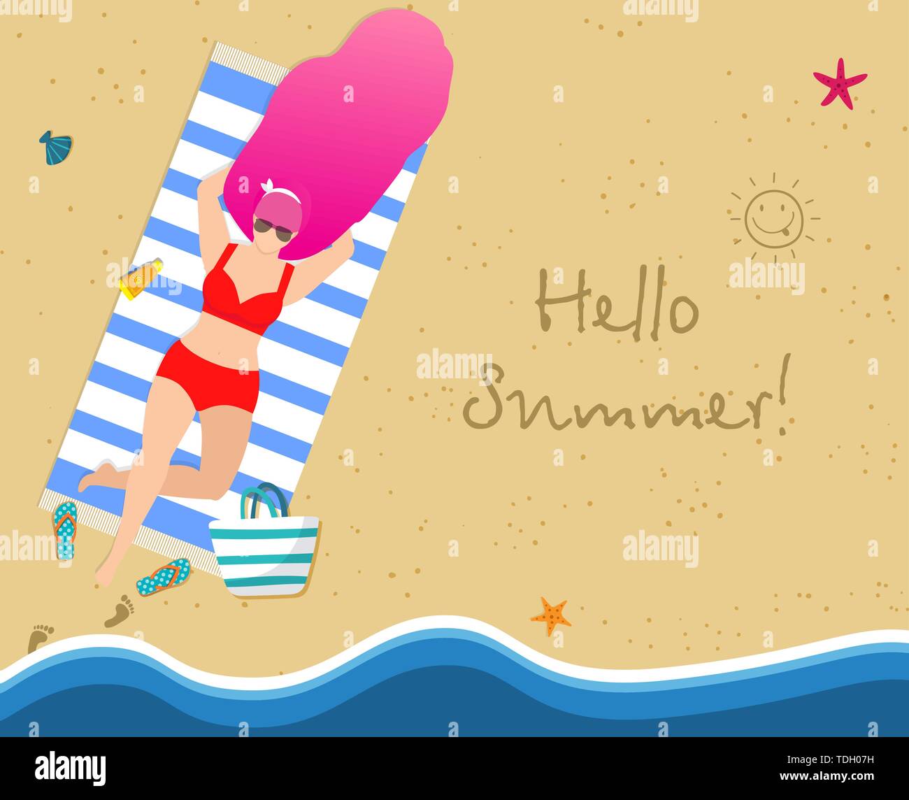 Beautiful Girl In Red Bikini Stock Vector Images Alamy