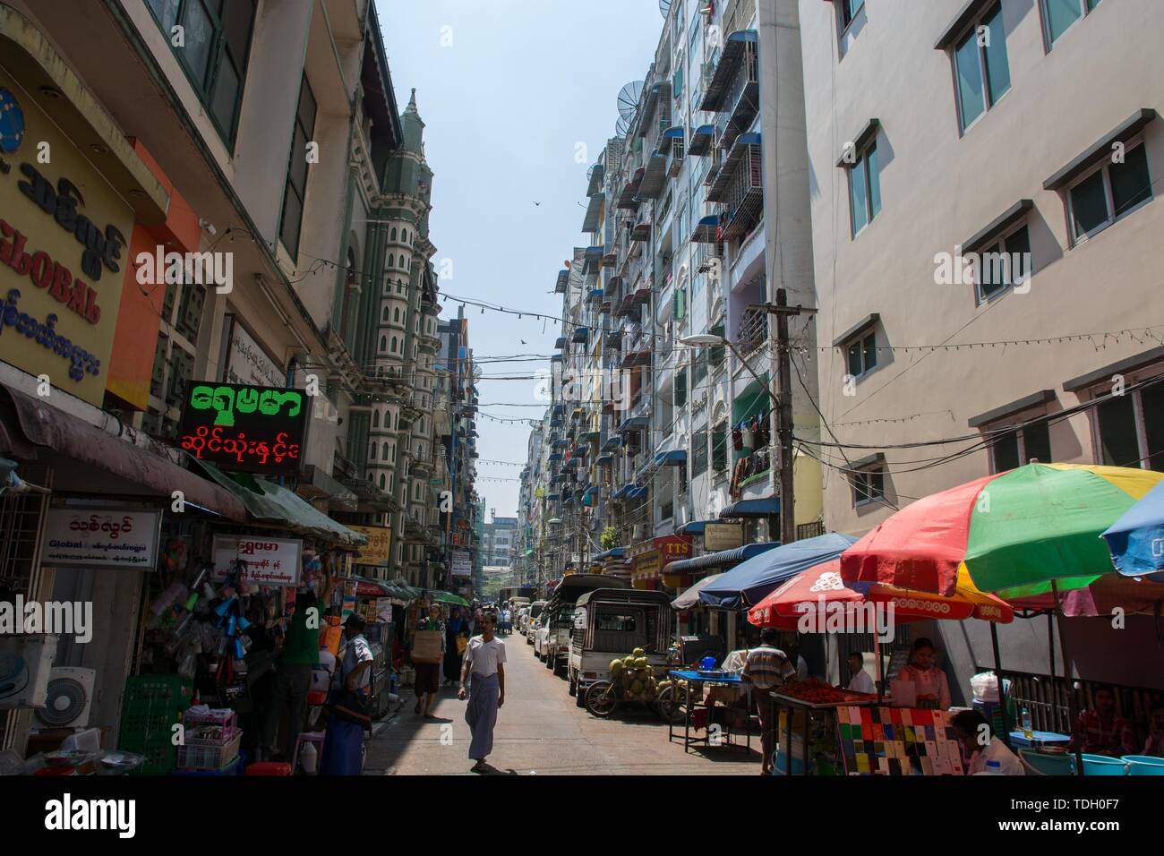 Street view of Yangon, Myanmar Stock Photo - Alamy