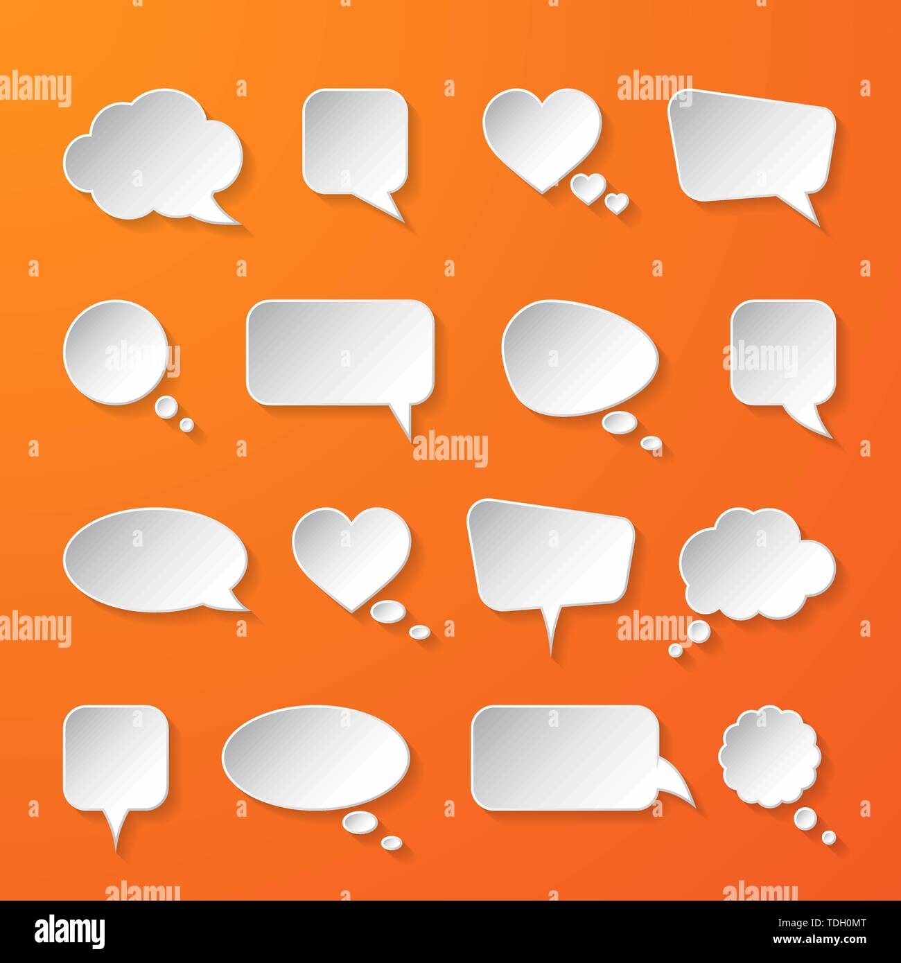 White paper speech bubbles on orange background. Vector illustration Stock Vector Image & Art ...