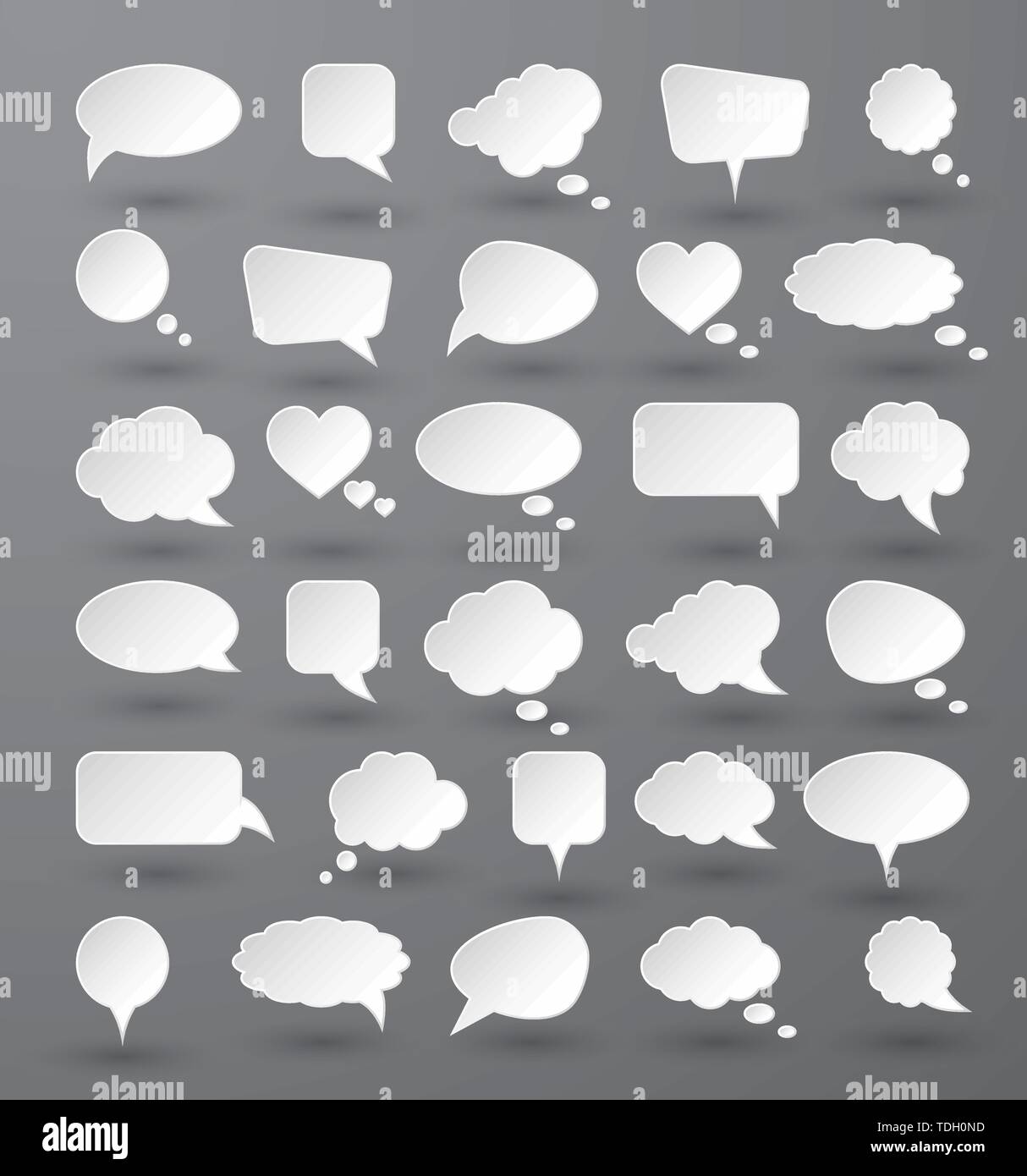 White paper speech bubbles on gray background. Vector illustration ...