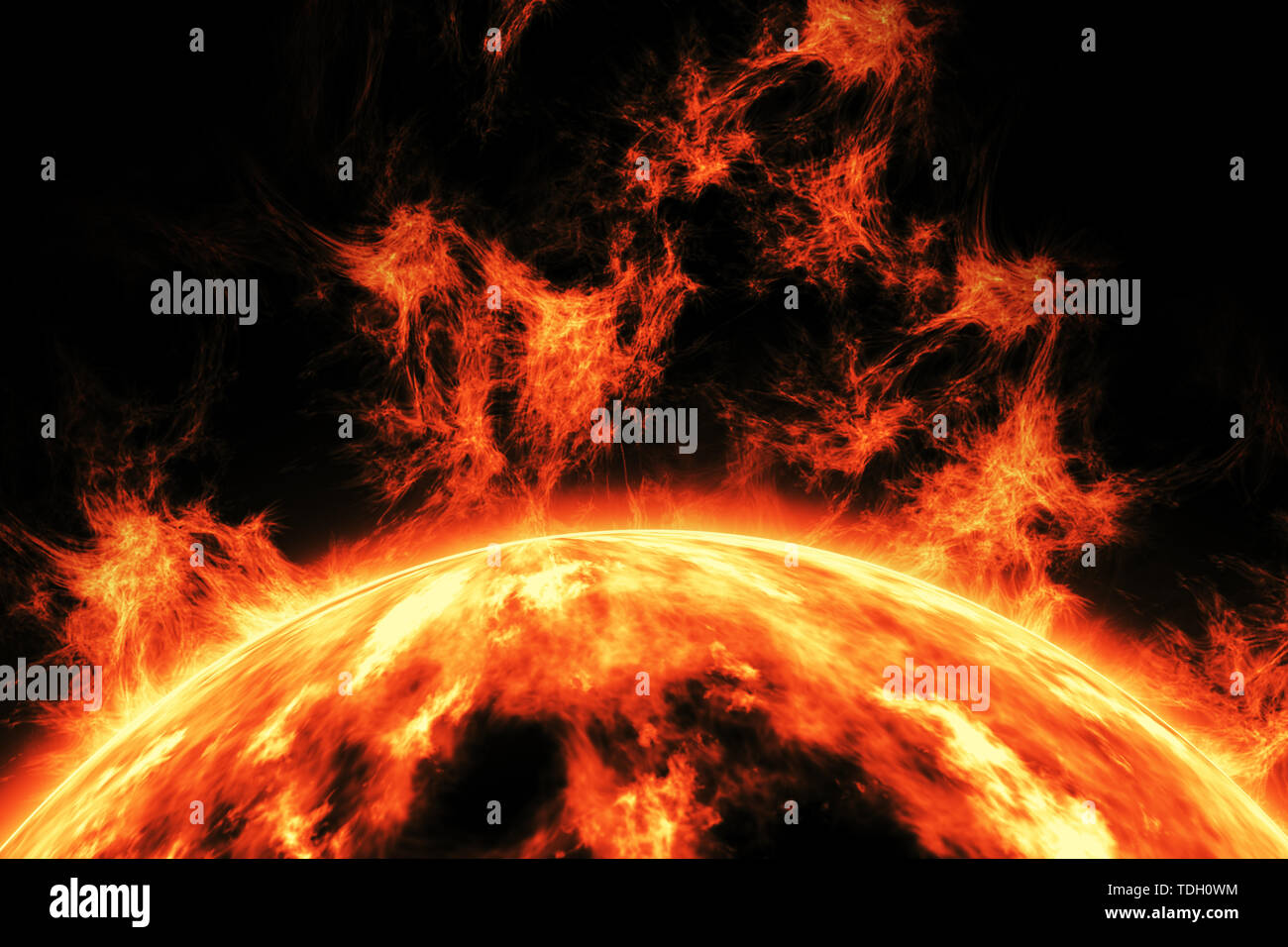 Three-dimensional rendering, fireball with black background Stock Photo ...