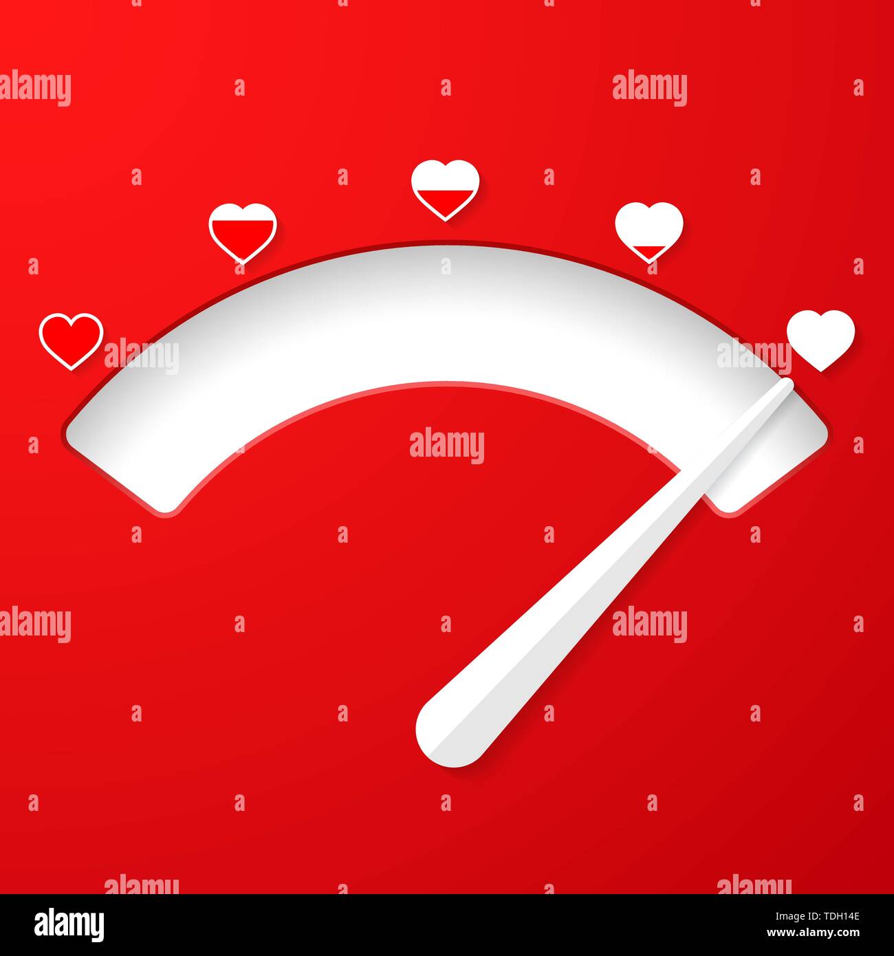 Love meter. Valentines Day card element in simple flat style. Vector ...