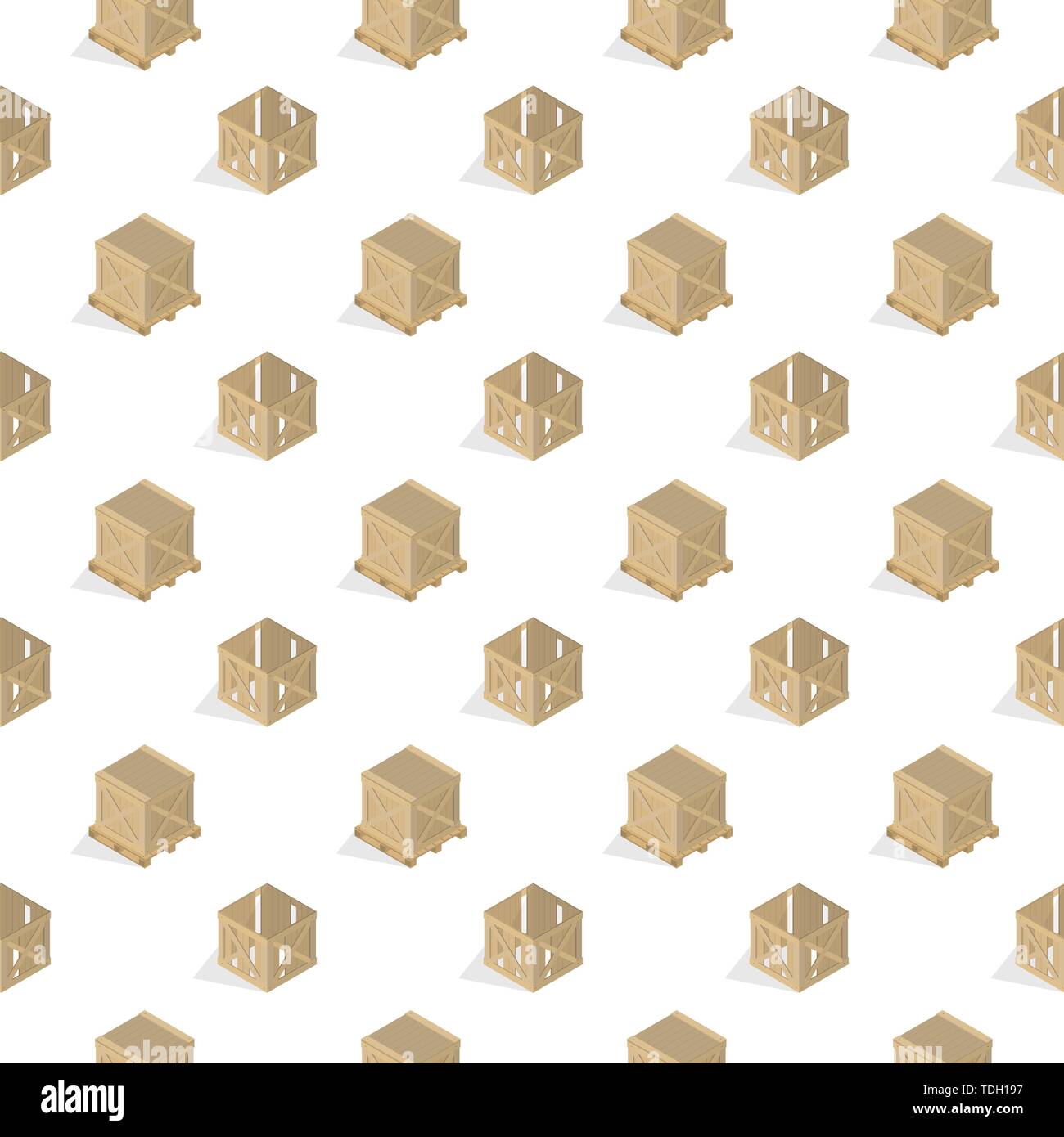 Seamless background from a set of 3D wooden boxes, vector illustration ...