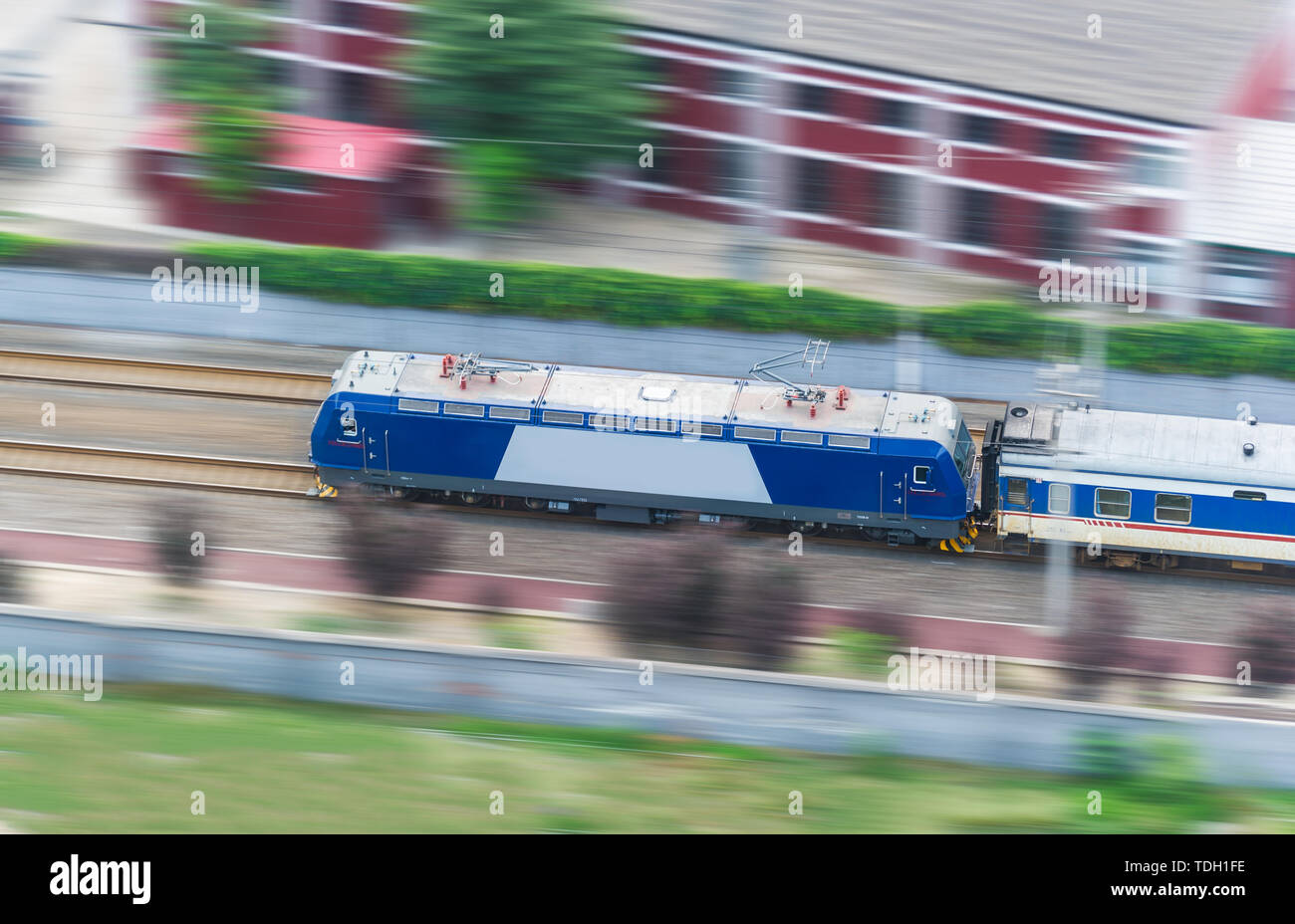 A high-speed electric locomotive on a railway Stock Photo - Alamy