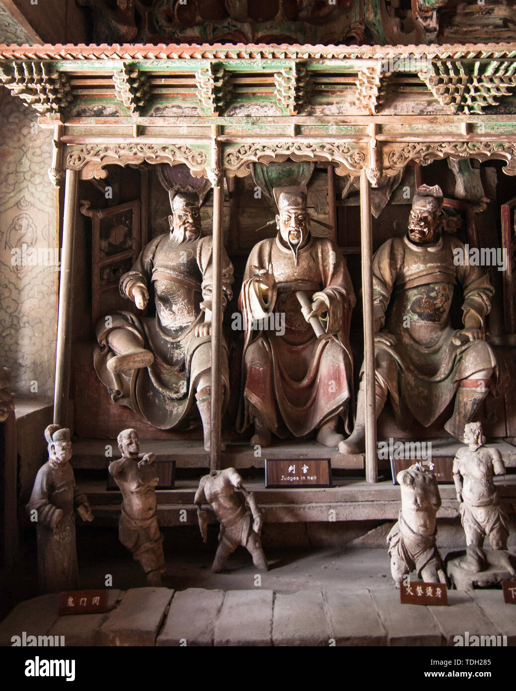 Mud sculptures of Shuanglin Temple in Pingyao, Shanxi Province Stock ...