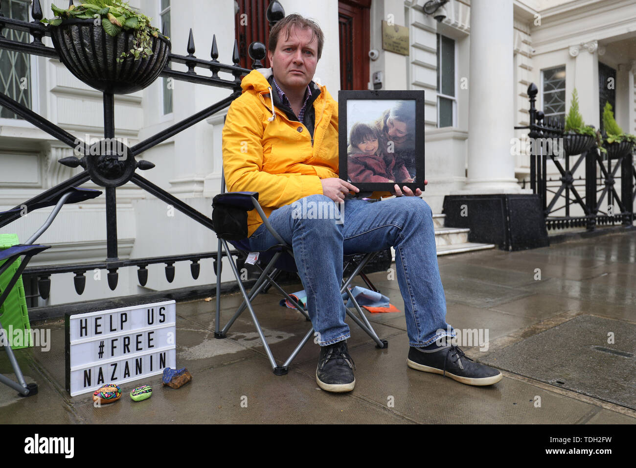 Richard Ratcliffe outside the Iranian Embassy in London where he is ...