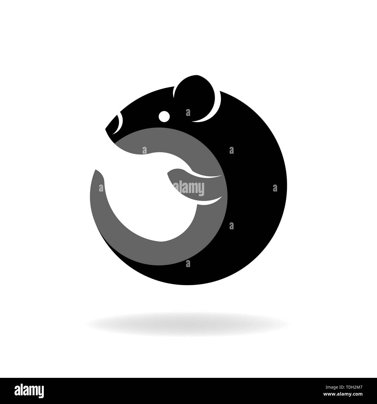 Simple shape of rat, icon or logo for web, mouse design with shadow on ...