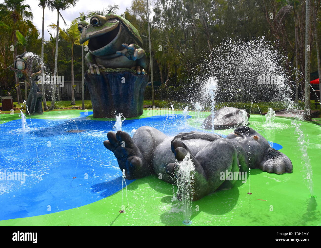 Beerwah, Australia - Apr 22, 2019. Water playground for kids with big ...