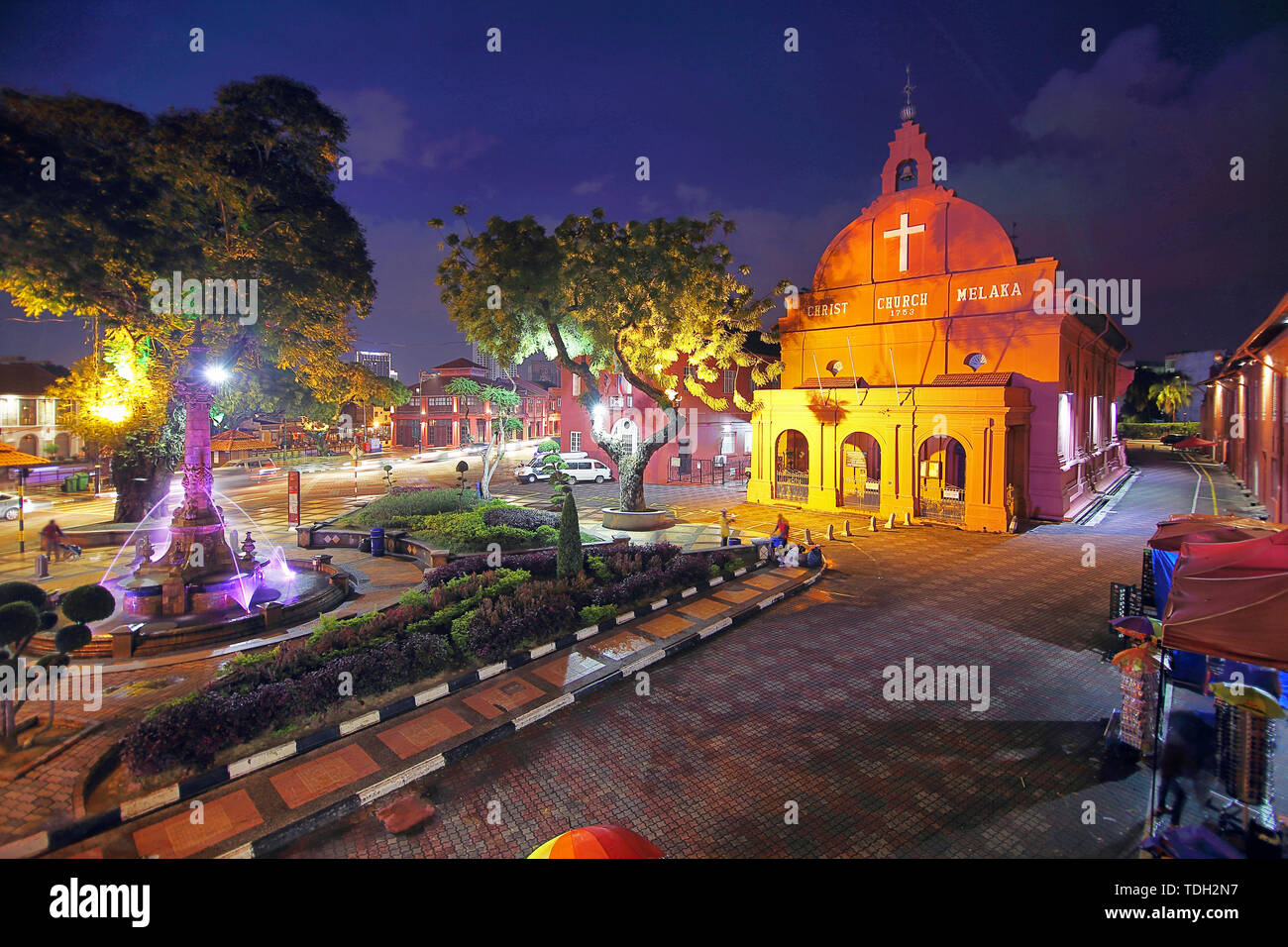 Night view of Malacca Red Church, Malaysia Stock Photo - Alamy
