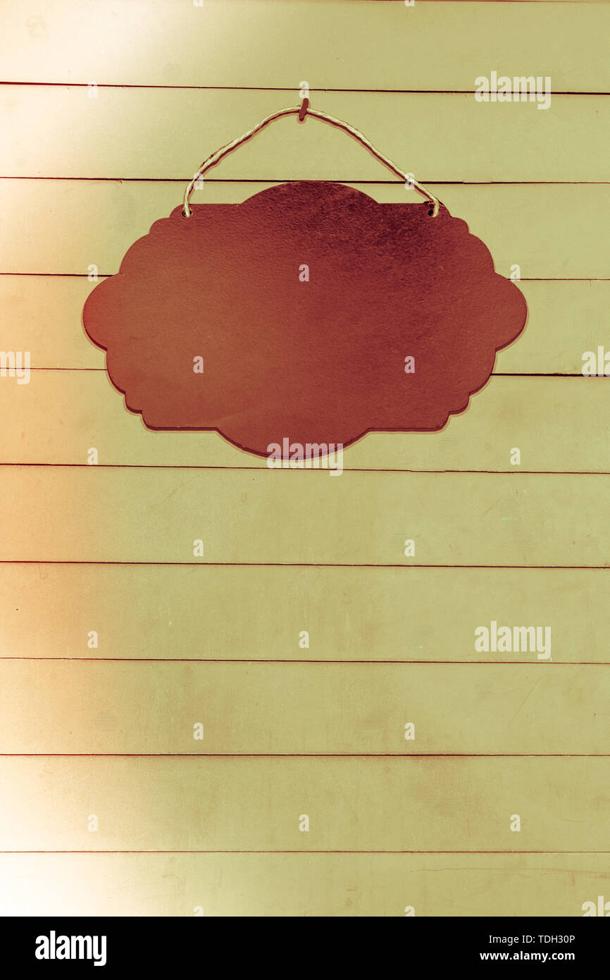 Black Empty Sign Board with string for hanging on wall Stock Photo - Alamy