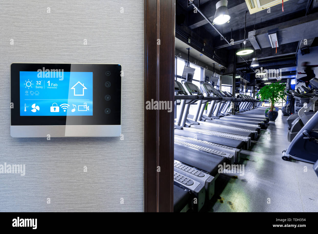 smart screen with smart home with modern gym Stock Photo - Alamy