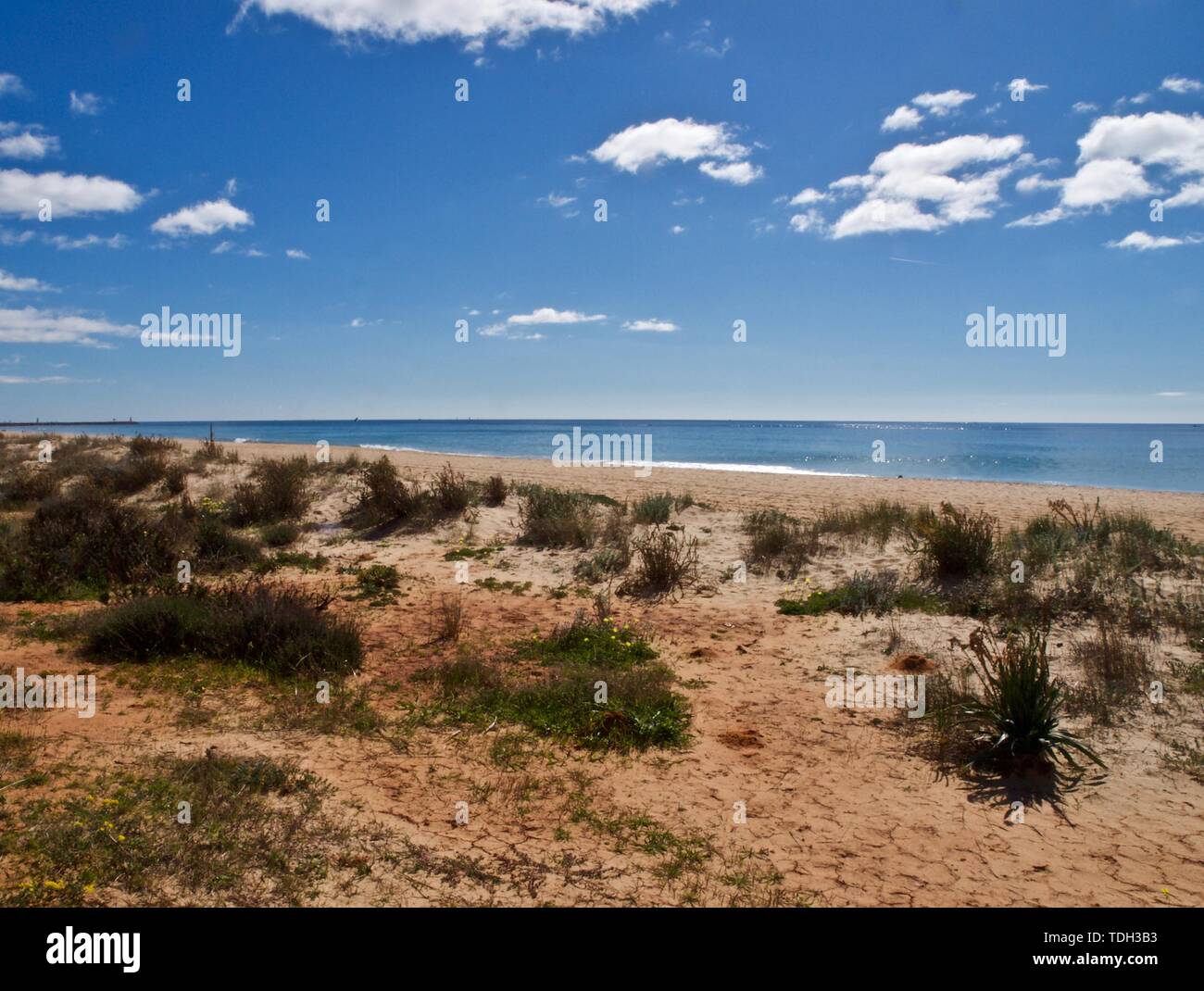 Beautiful paradise beach at the ocean around Albufeira at the Algarve ...