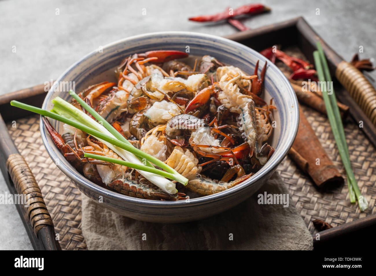 Spicy crayfish snacks Stock Photo - Alamy