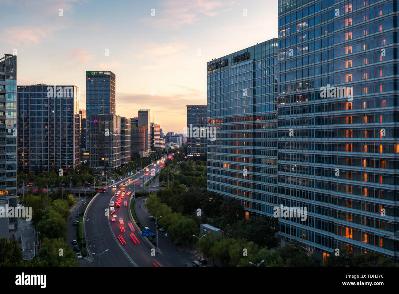 Beautiful scenery of Wangjing Street, Chaoyang District, Beijing Stock ...
