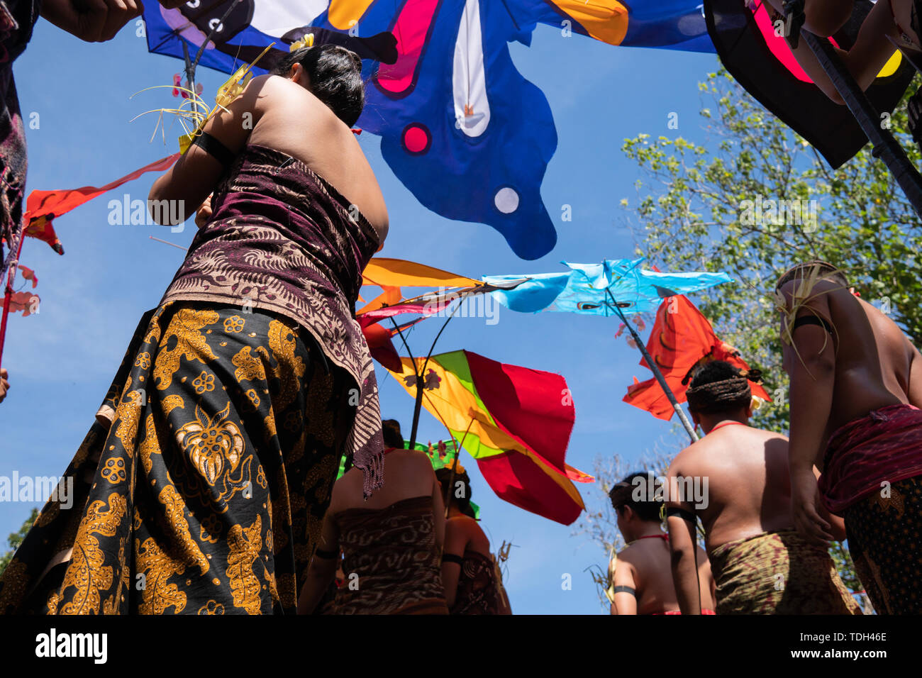 DENPASAR/BALI-JUNE 15 2019: Balinese children, wearing traditional ...