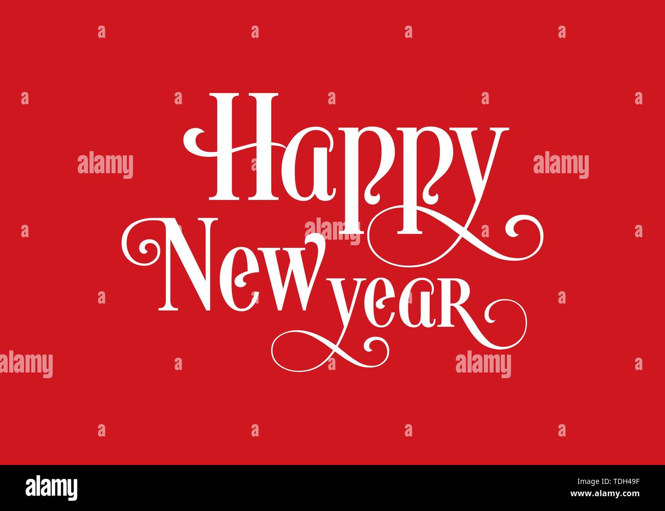 Happy New Year Text Design for Greeting Card. Handmade Vector ...