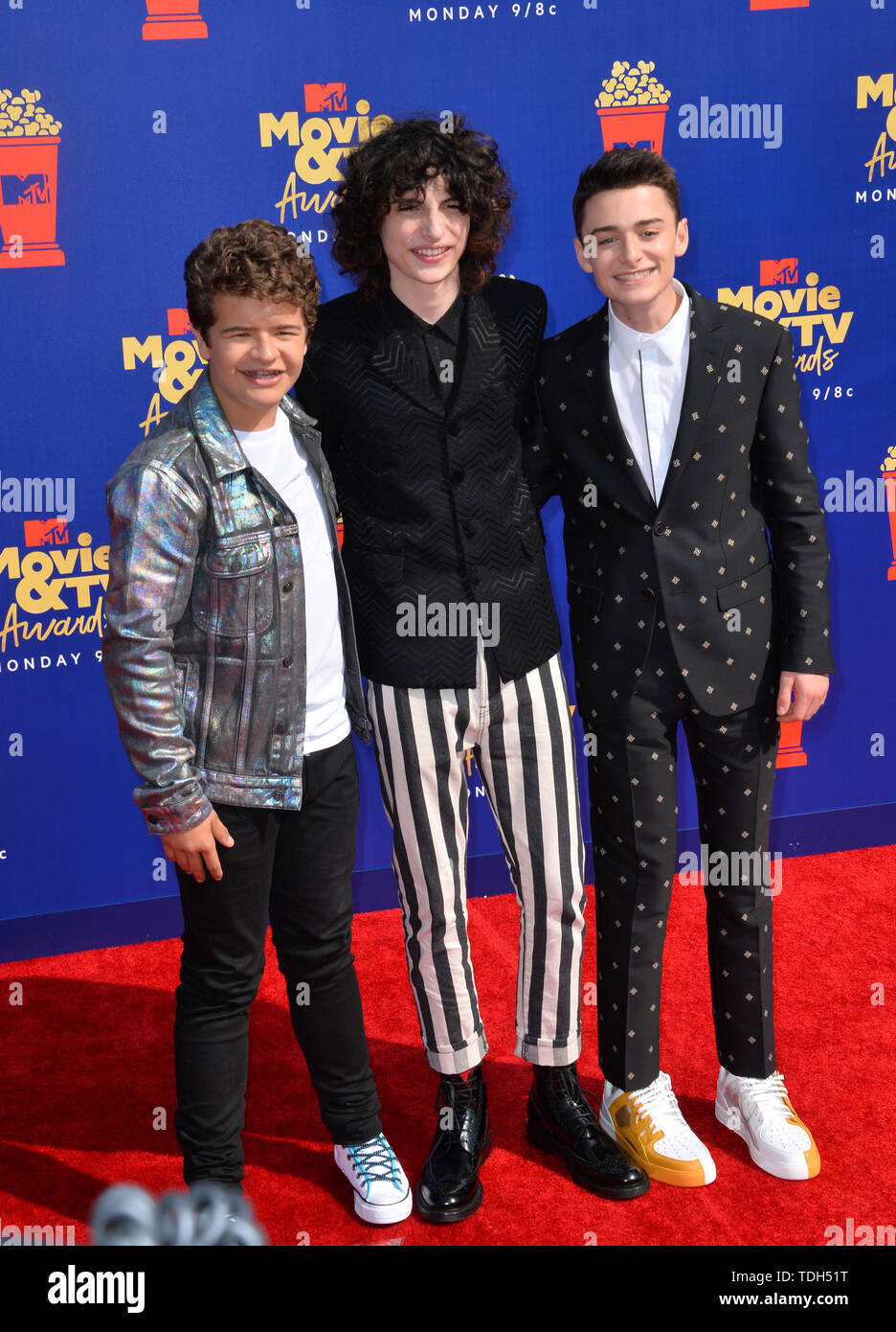 Santa Monica, USA. June 16, 2019: Gaten Matarazzo, Finn Wolfhard & Noah ...