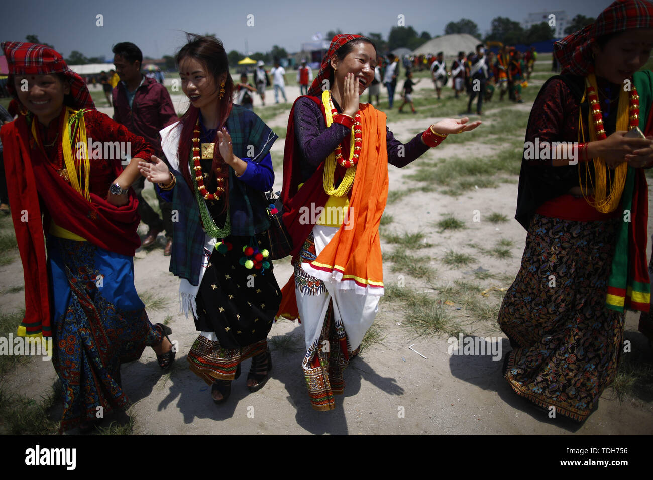 Kathmandu, Nepal. 16th June, 2019. Nepalese women participate in Bhume ...