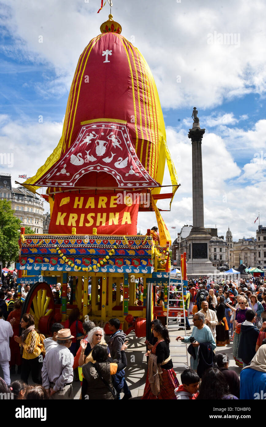Trafalgar Square, London, UK. 16th June 2019. The Hare Krishna ...