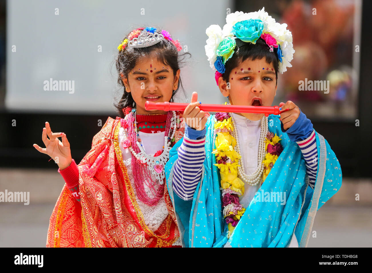 Trafalgar Square London. UK 16 Jun 2019 - Chatanya Sharma aged 7 (L ...