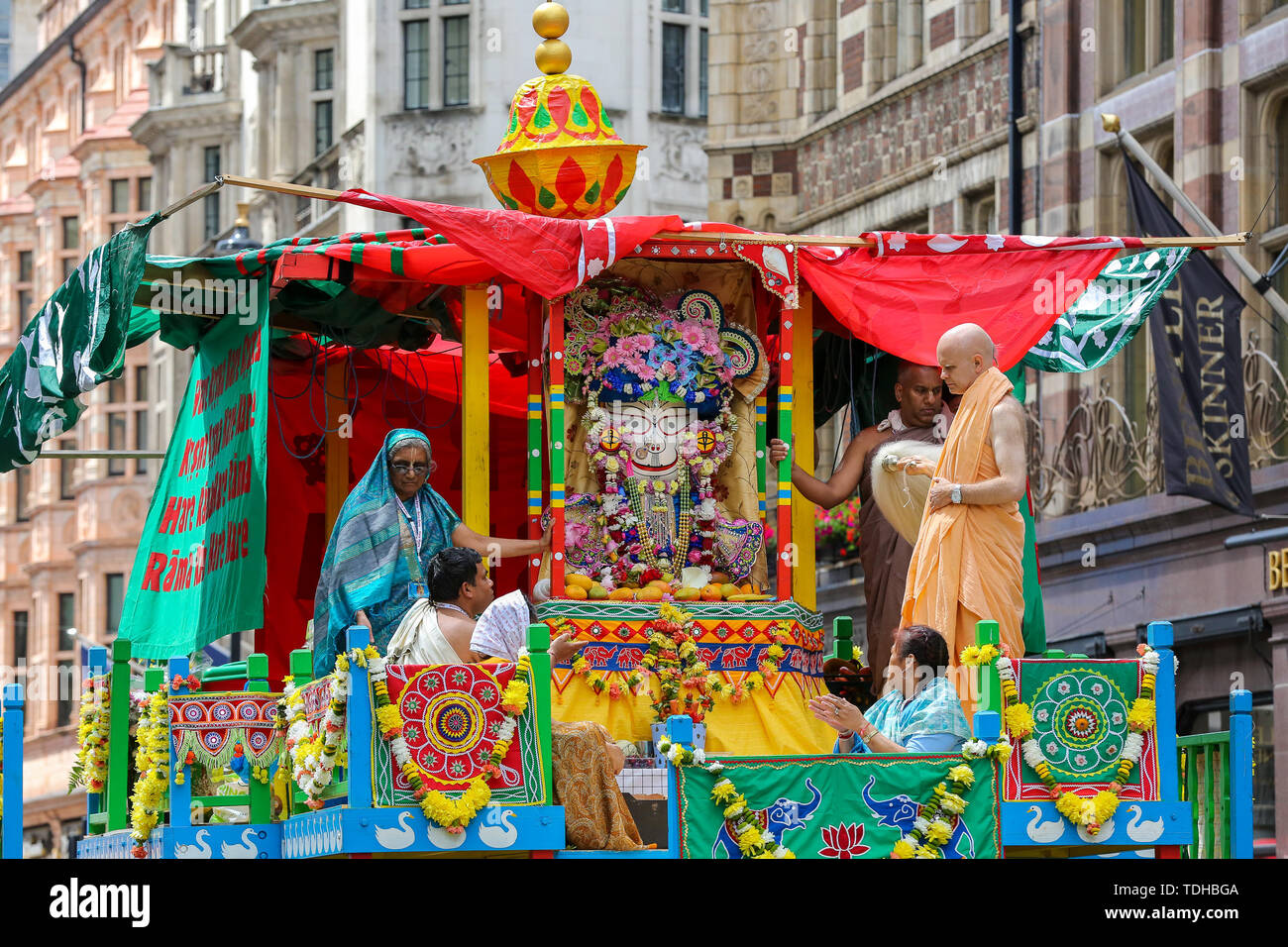 Trafalgar Square London. UK 16 Jun 2019 - Hare Krishna priests on a ...