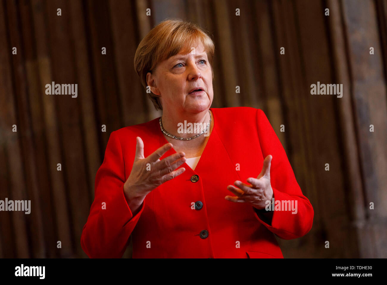 Angela Merkel enters the Golden Book of the city of Koln in the ...