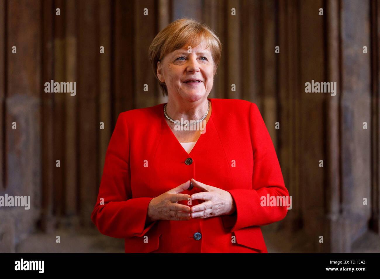 Angela Merkel enters the Golden Book of the city of Koln in the ...